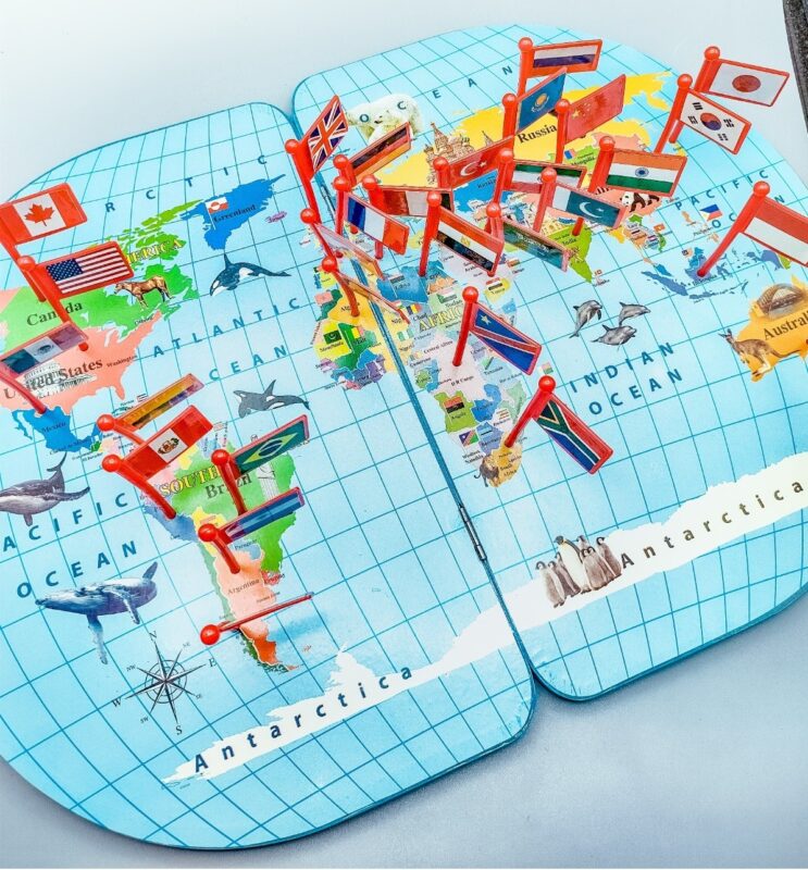 Buy Wooden World Map With 30 (thirty) Countries Flags | World Map ...